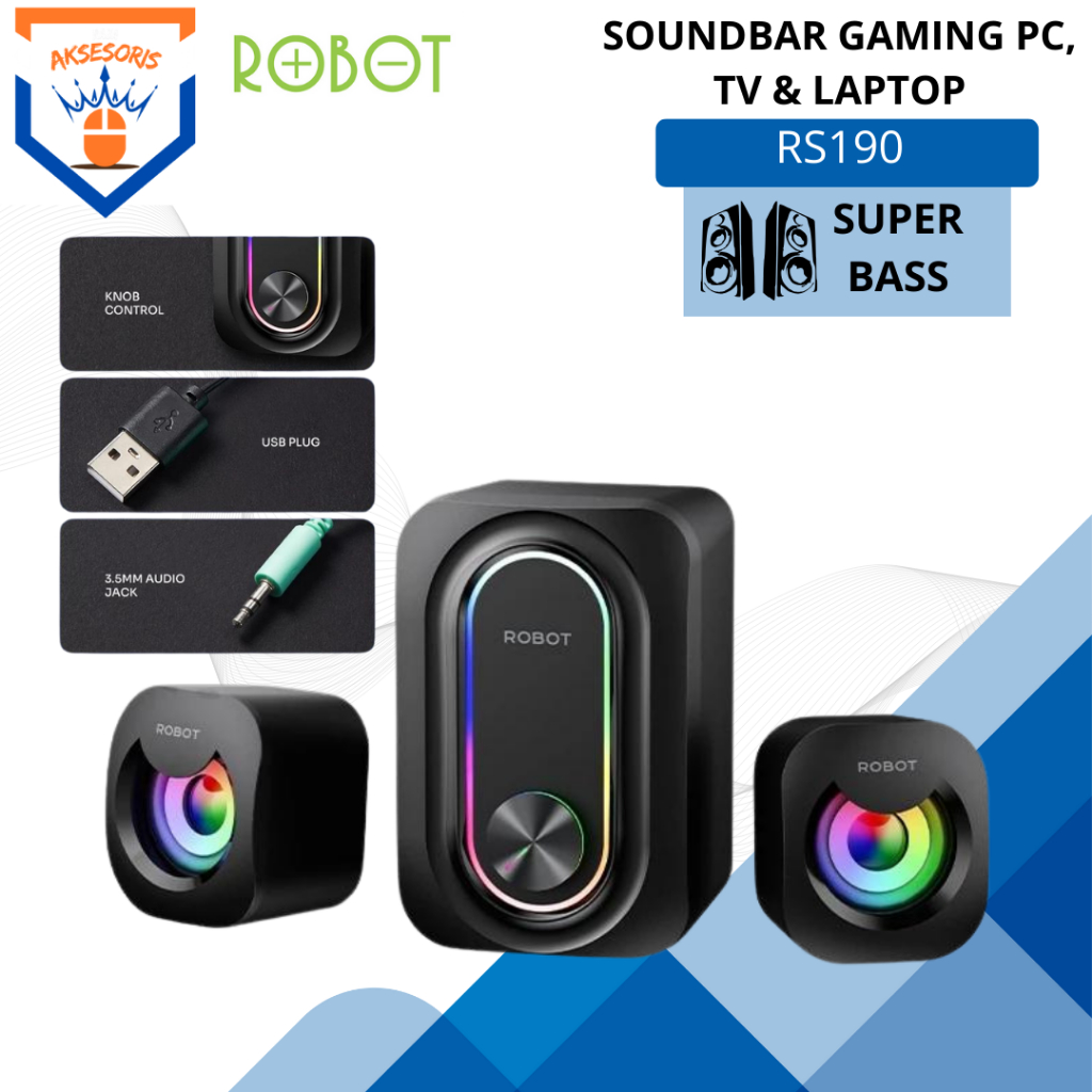 Jual ROBOT RS190 Speaker Komputer Laptop Gaming Soundbar Super Bass ...