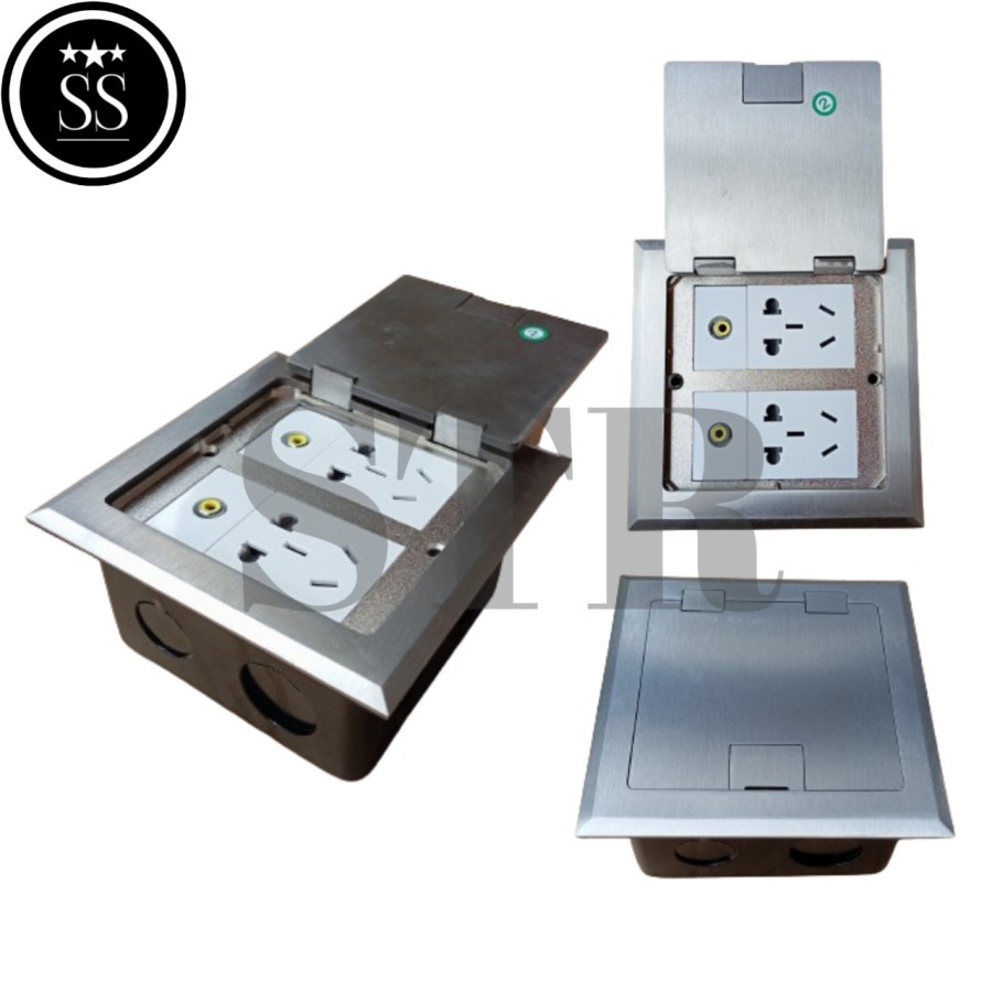 Jual Floor socket / Box soket 2 rca 2 listrik meja/lantai | Shopee ...