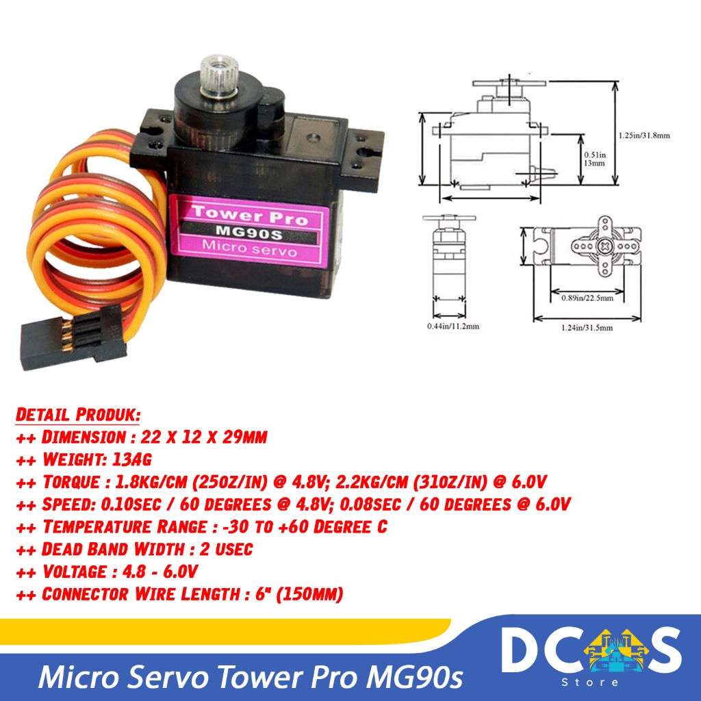 Jual Towerpro Mg90s Tower pro Mg90s Mini Micro Servo Metal Gear ...