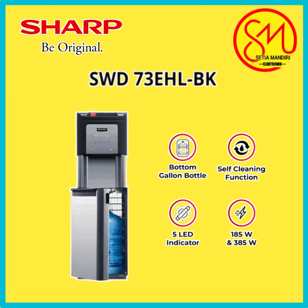 Jual SHARP Dispenser Galon Bawah SWD-73EHL-BK Bottom Loading Panas ...