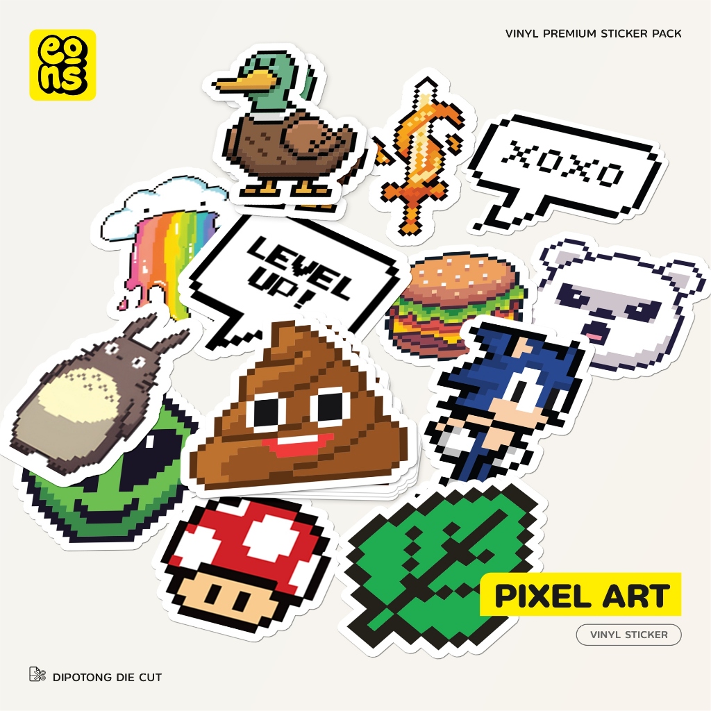 Jual Stiker / Sticker Pixel Art Vinyl Die Cut Waterproof Dekor Laptop ...