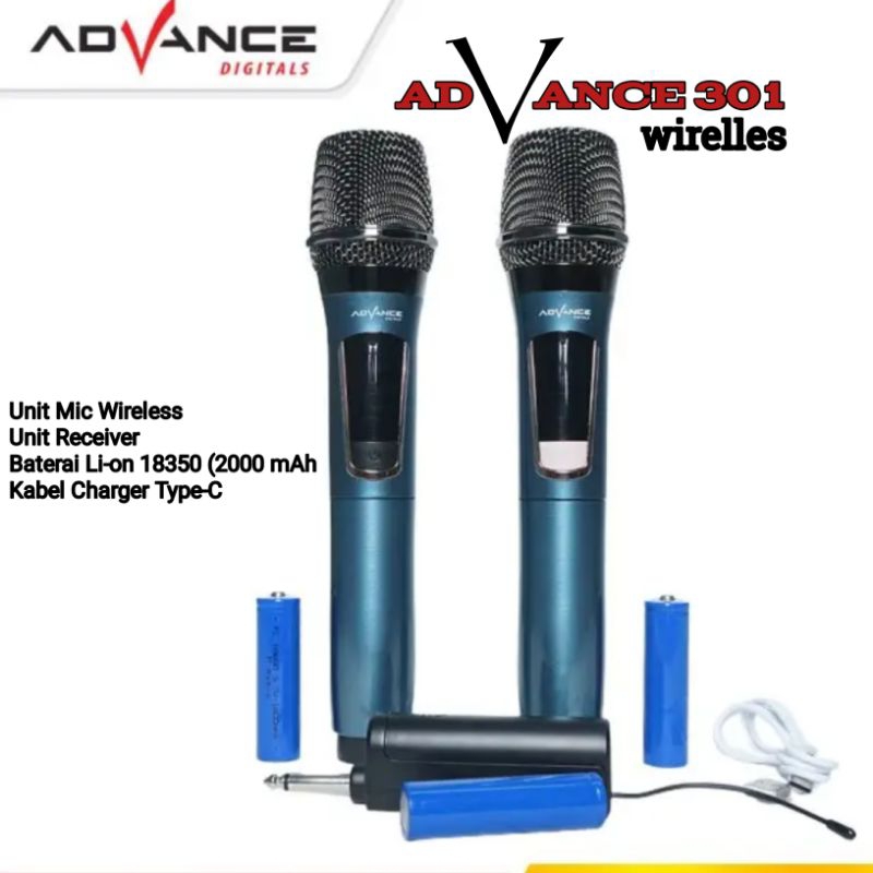 Jual ADVANCE MIC-301 profesional wireless microfhone/mic Advan double ...