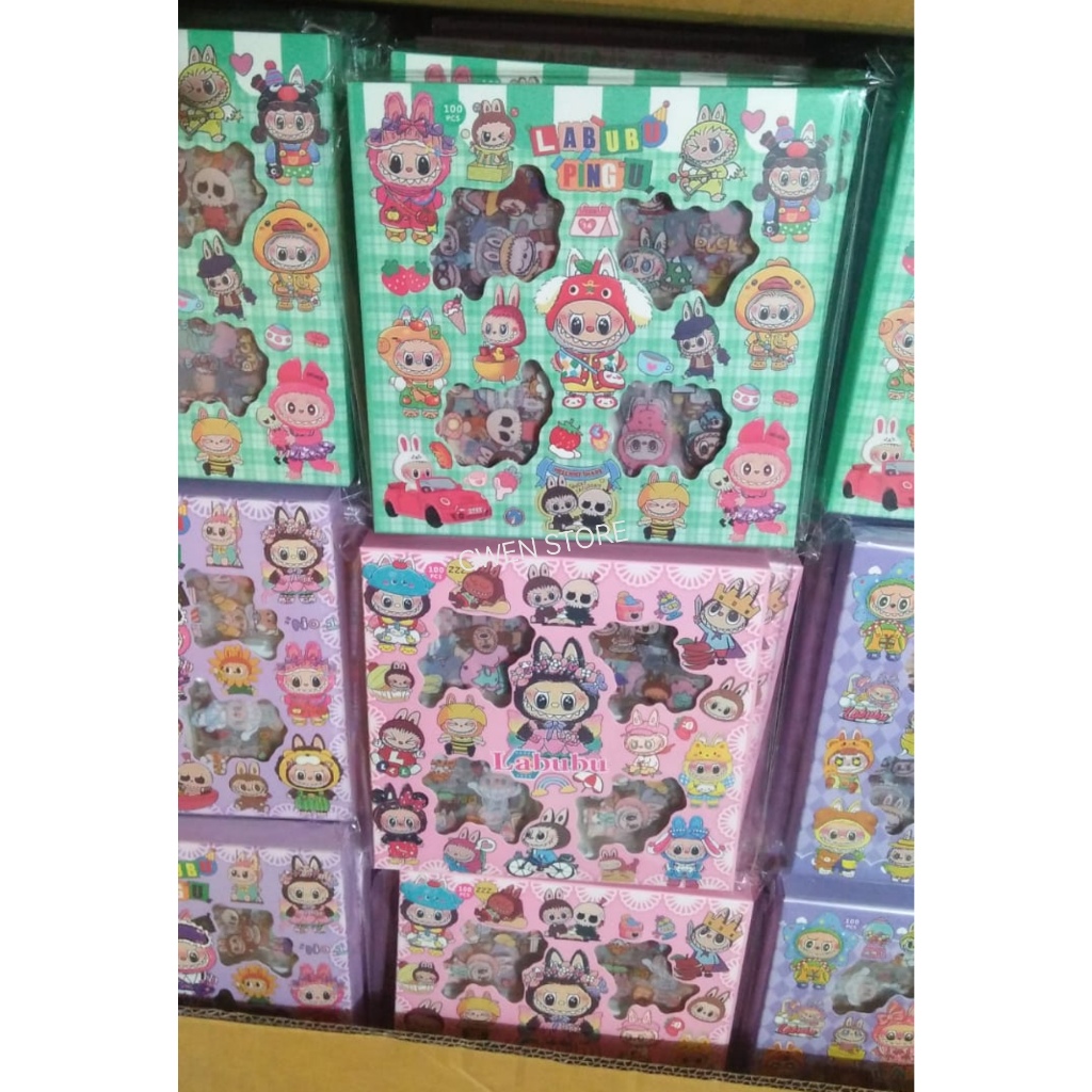 Jual Sticker labubu 100pcs perkotak / tempelan labubu viral / sticker ...