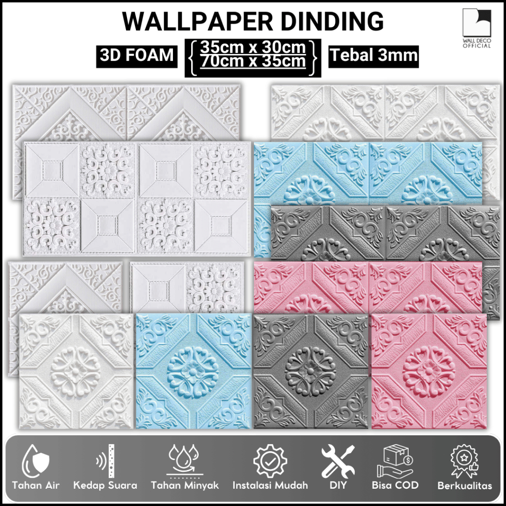 Jual Wallpaper Dinding 3D Foam Timbul Aesthetic Dekorasi Atap Plafon ...