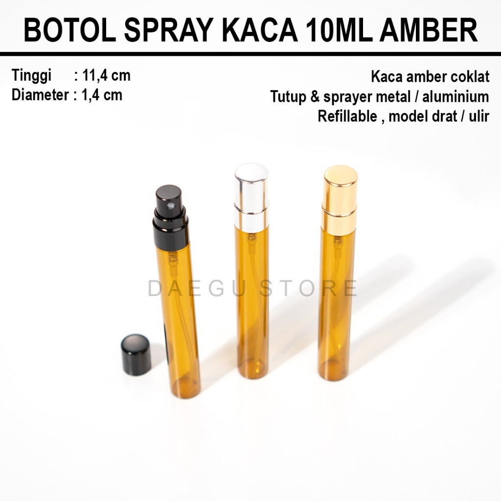 Jual Botol Spray Kaca 10ml Coklat Amber Tutup Metal Alumunium Besi ...