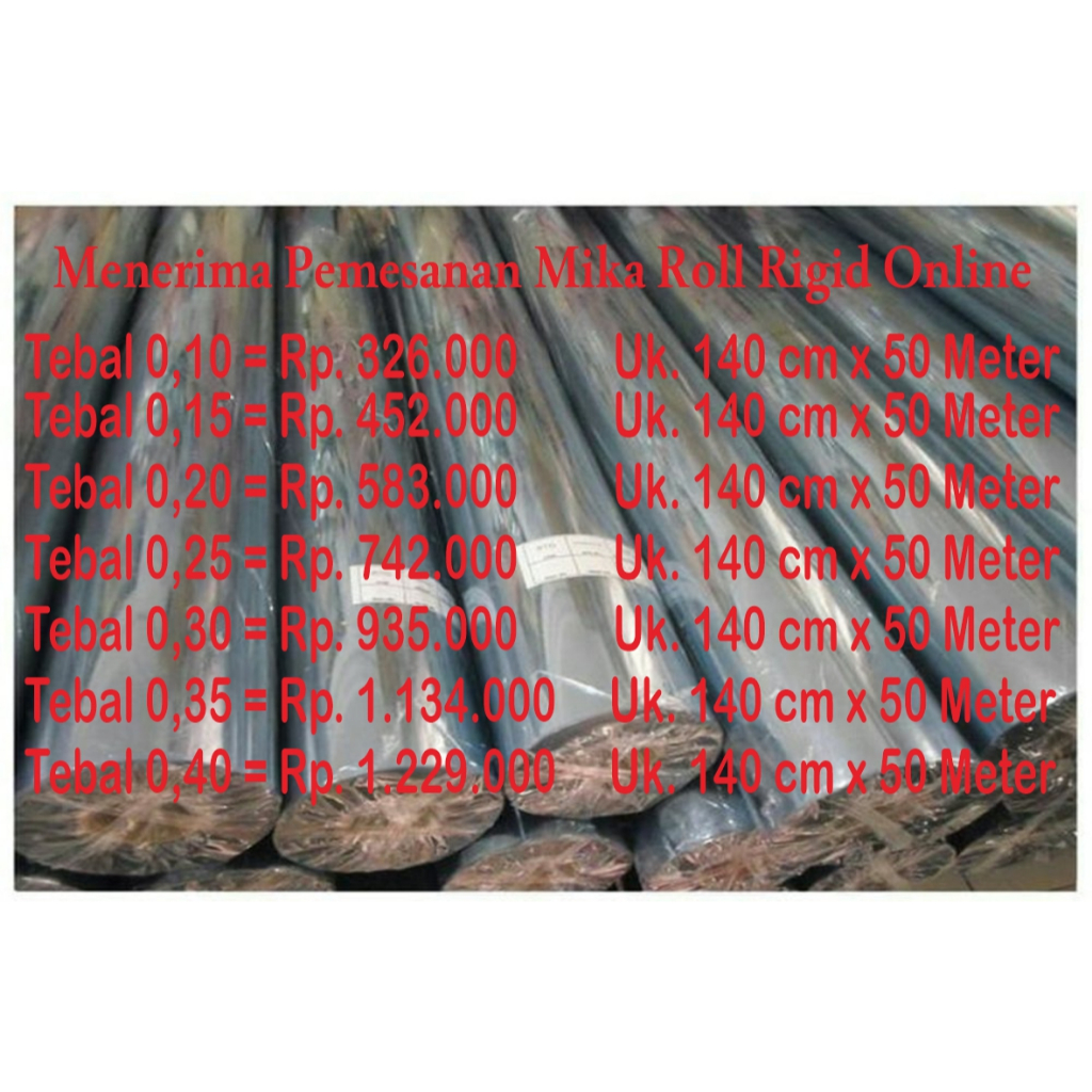 Jual Mika Rigid PVC Roll ( Tebal 0.25 Micron ) Lebar 140 cm Panjang 50 ...