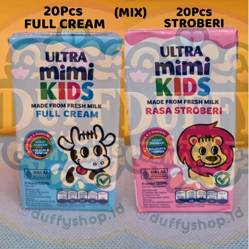 Jual SUSU ULTRA MIMI KIDS RASA FULL CREAM MIX STROBERI 1 KARTON @125ML ...
