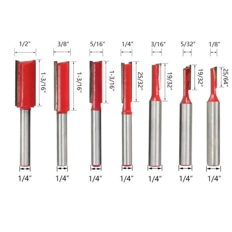 Jual Set Mata Profile Straight Bit 7pcs Mata Router Trimmer Milling As ...