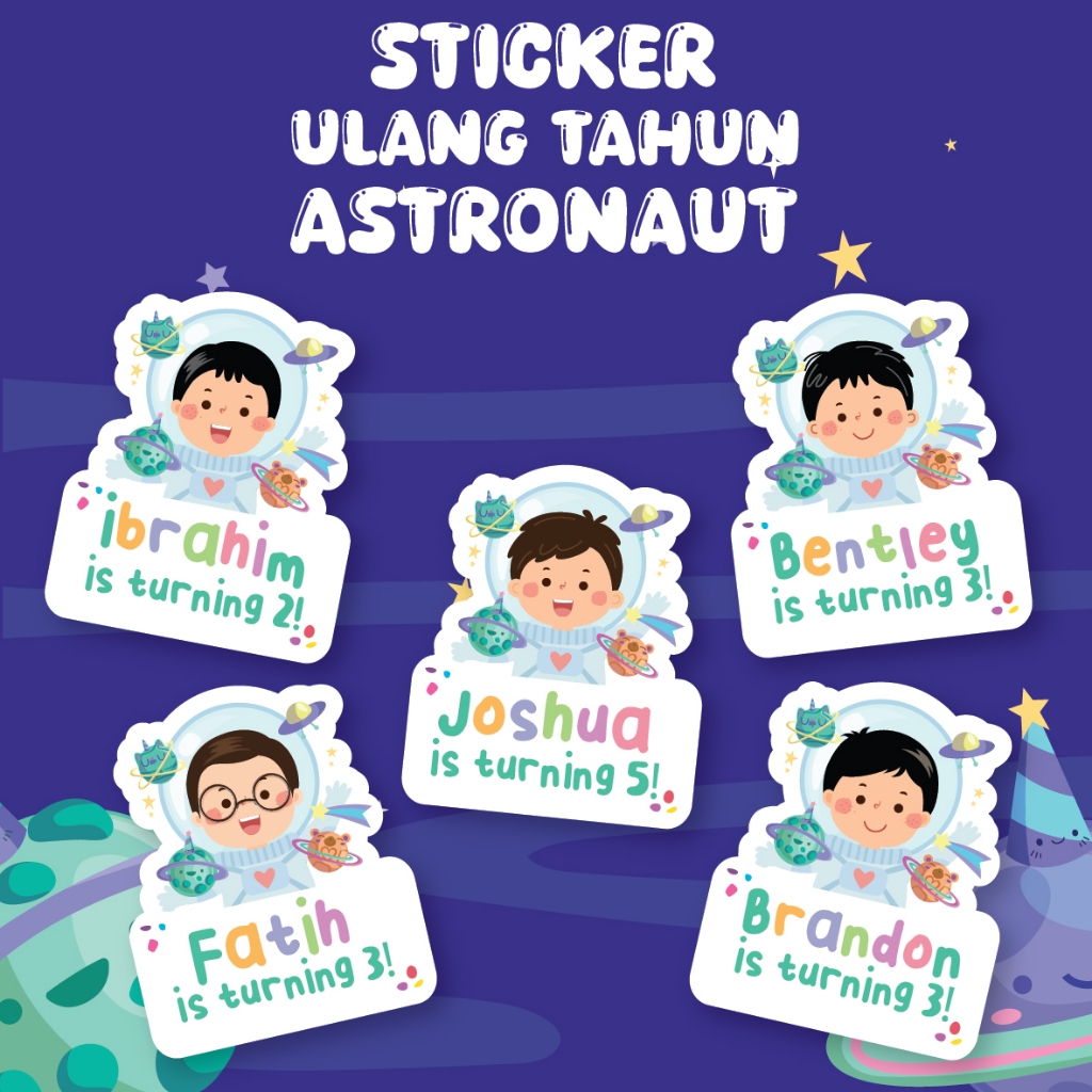 Jual Sticker Ulang Tahun Anak Astronaut Astronot Series Sticker Bento ...