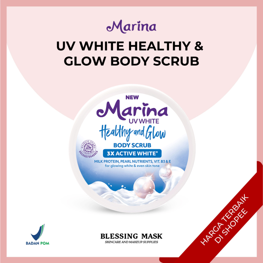 Jual Marina Uv White Healthy & Glow Body Scrub - 185mL | Shopee Indonesia