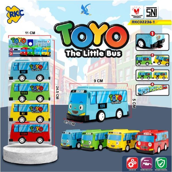 Jual Mainan Bus Tayo RKC isi 4 bj Set Warna Lengkap | Shopee Indonesia