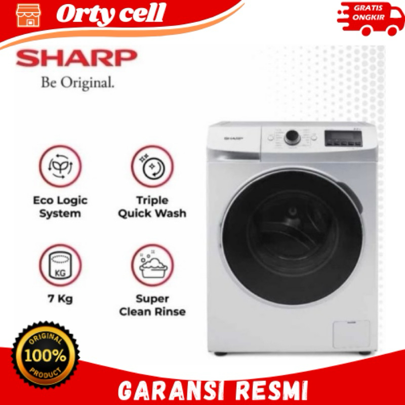Jual Mesin cuci Sharp front loading 8 kg inverter ES-FL1480MWX | Shopee Indonesia