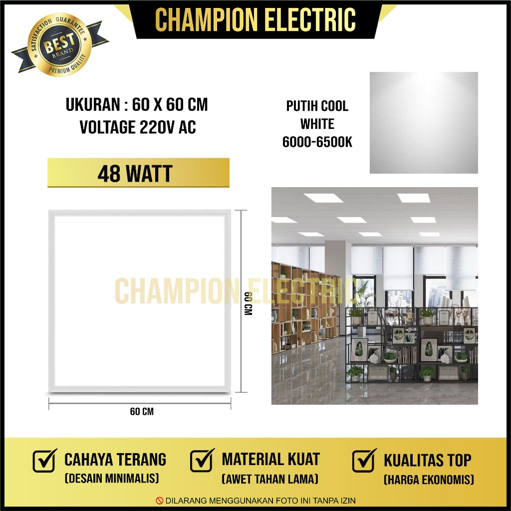 Jual Lampu Panel LED 60x60 48 Watt Lampu Plafon 60 x 60 48W | Shopee ...