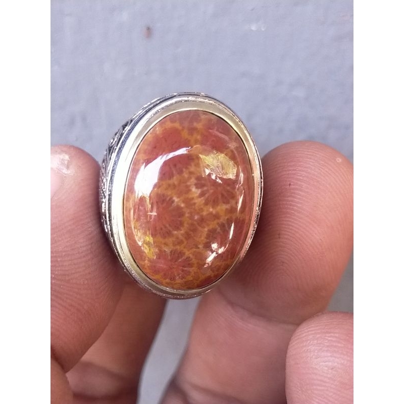 Jual cincin batu akik natural teratai merah | Shopee Indonesia