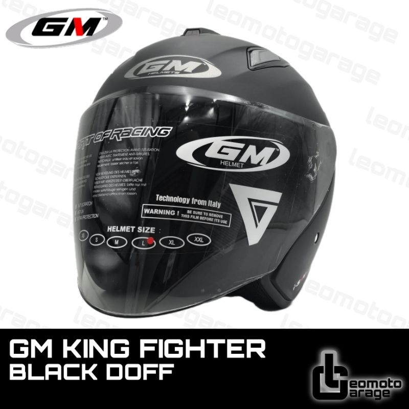 Jual HELM GM KING FIGHTER HELM HALF FACE BLACK DOFF | Shopee Indonesia