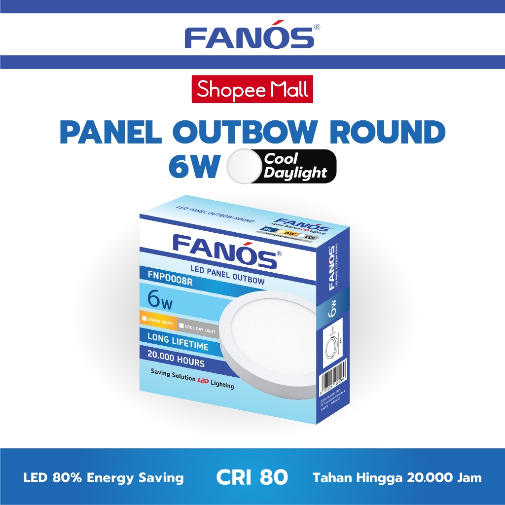 Jual Fanos Panel Lampu LED Outbow Round 6WATT | Shopee Indonesia