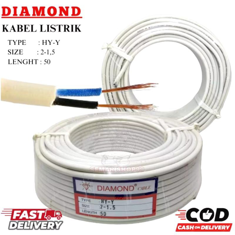 Jual PER METER Kabel DIAMOND Putih 2x1,5 / Kabel Serabut Listrik 2x1,5 / Kabel Listrik HY-Y ...