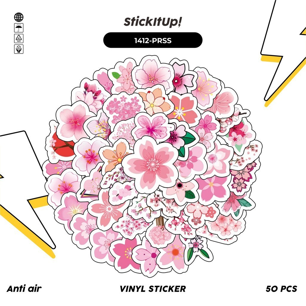 Jual COD 100 Pcs Stiker Pack Pink Romantic Sakura / Bunga Sakura Lucu ...