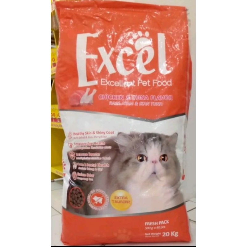 Jual (GOJEK) EXCEL CAT FOOD CHICKEN TUNA KIBLE SEGITIGA 20KG | Shopee ...