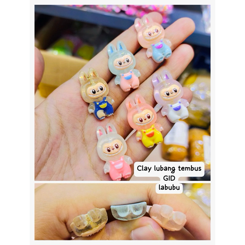 Jual labubu viral 50pcs bahan clay bening Gid dan dov glosi karater ...