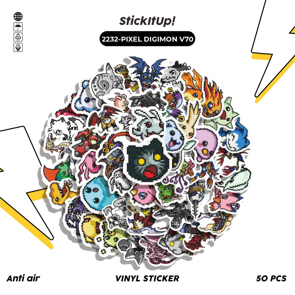 Jual COD 50 Pcs Stiker Pack PIXEL DIGIMON V70 Lucu Aesthetic Vynil ...