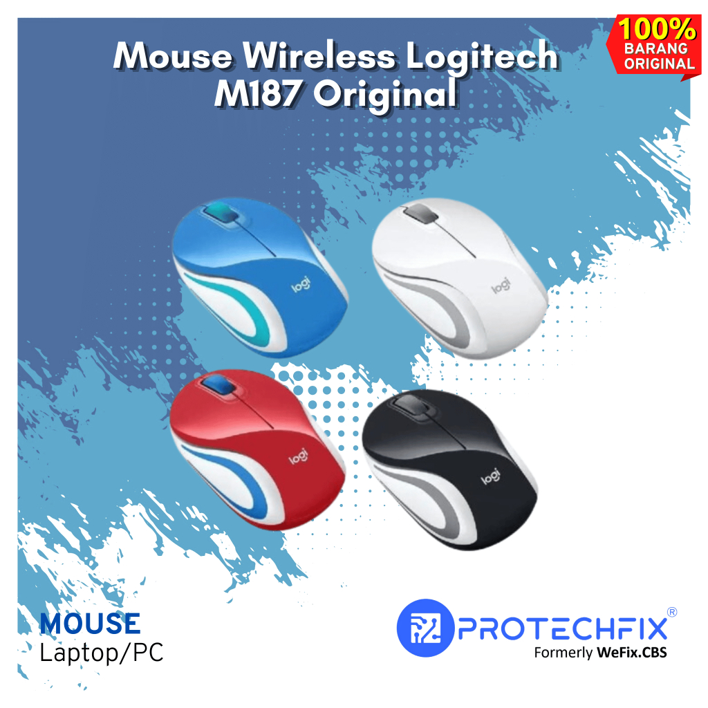 Jual Mouse Wireless Logitech M187 Original (Black/Blue/White/Red ...