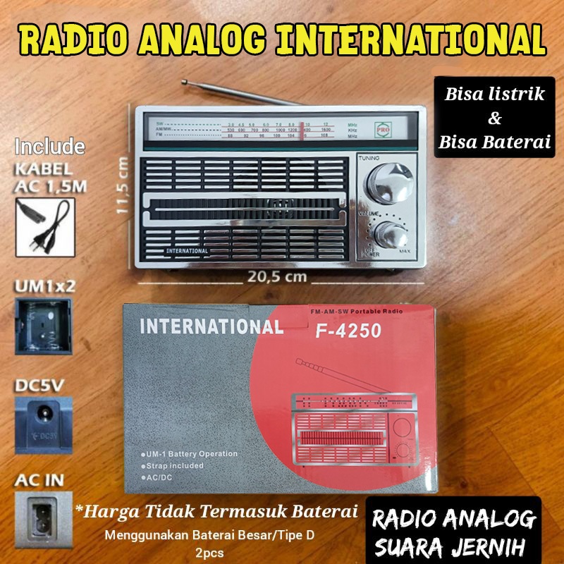 Jual Radio Internasional F-4250 Portable AC DC ( bisa Listrik / Baterai ...