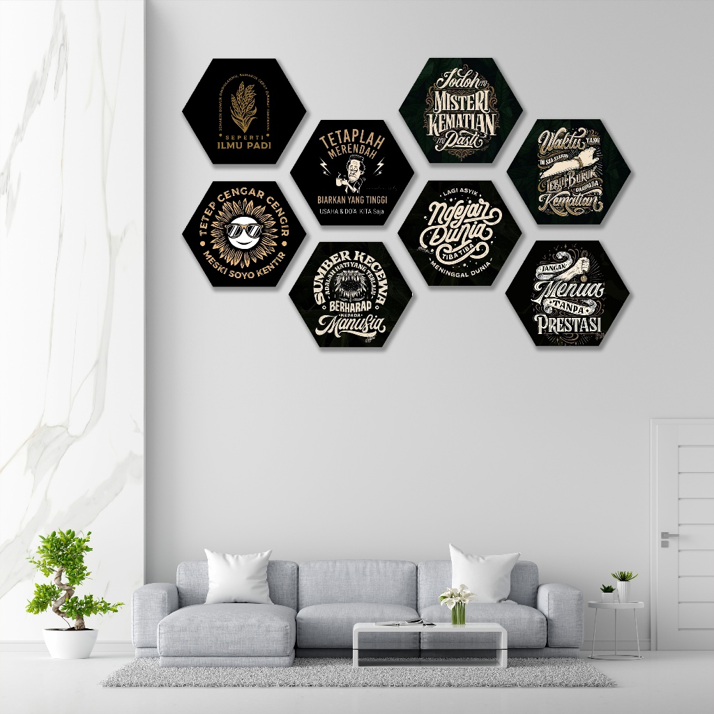 Jual HIASAN DINDING HEXAGONAL ILMU PADI AESTHETIC / POSTER KAYU / WALL ...