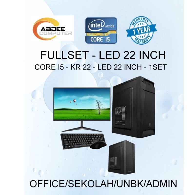 Jual Cpu Rakitan Fullset Core i5 Ram 8 Gb Ssd 256 Gb Monitor LED 22 ...