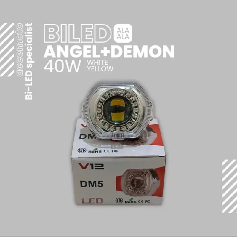 Jual lampu biled projie motor V12 DMS 2 warna+angel eyes dan demon eyes ...