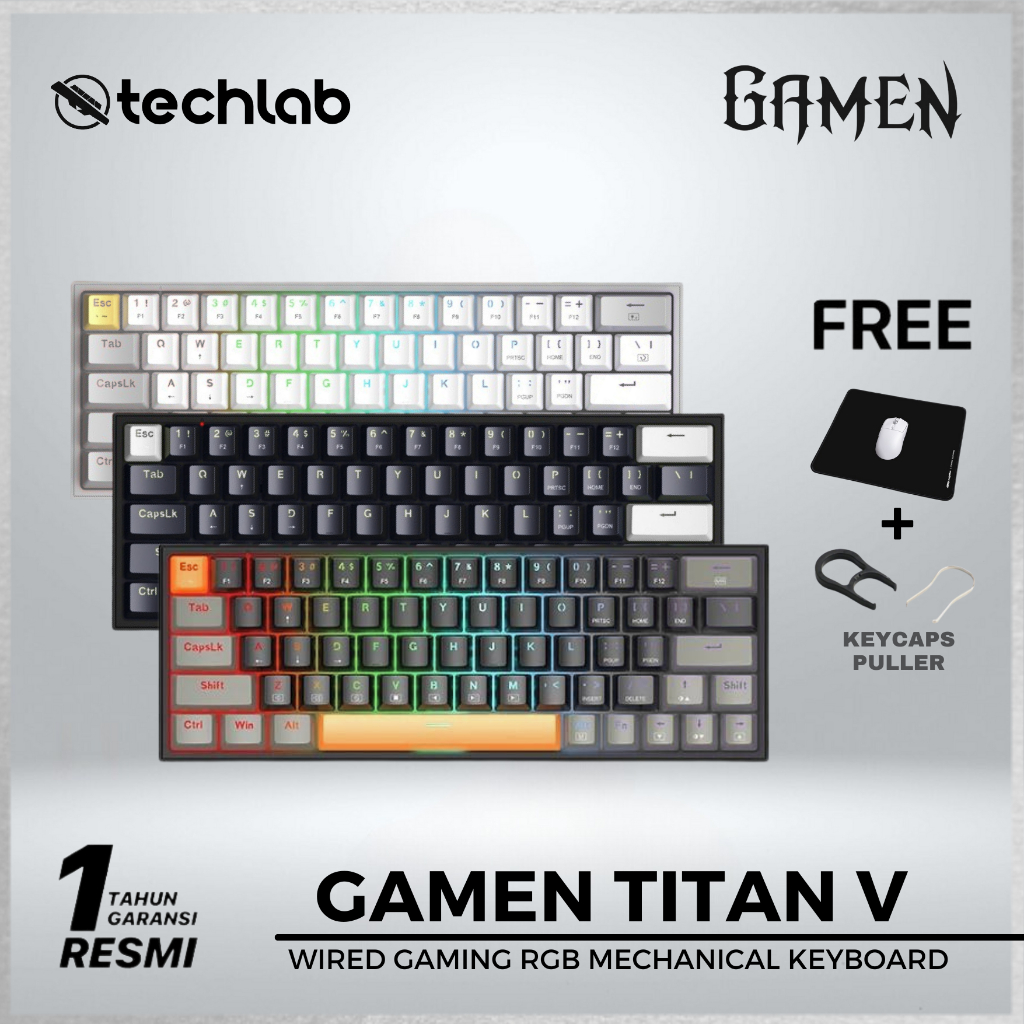 Jual Gamen Titan V / 5 60% Wired Gaming RGB Mechanical Keyboard Garansi ...