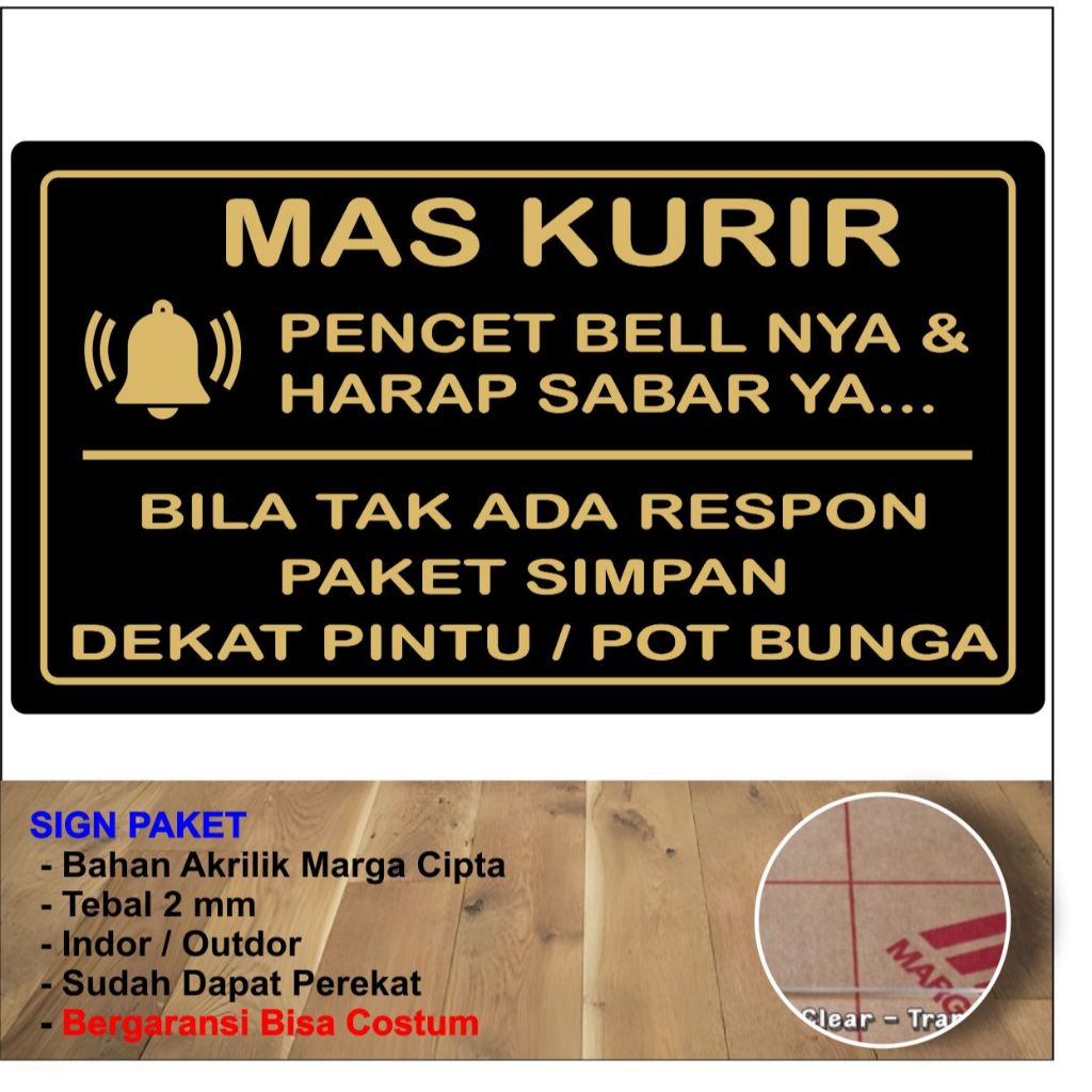 Jual SIGN KURIR SILAHKAN PENCET BELL PAKET SIMPAN BAHAN AKRILIK 2 MM ...