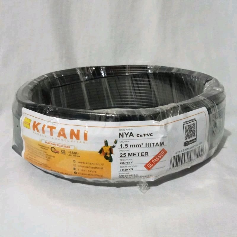 Jual Kabel Listrik KITANI Ukuran 1x1,5 mm² Panjang 25 meter | Shopee ...