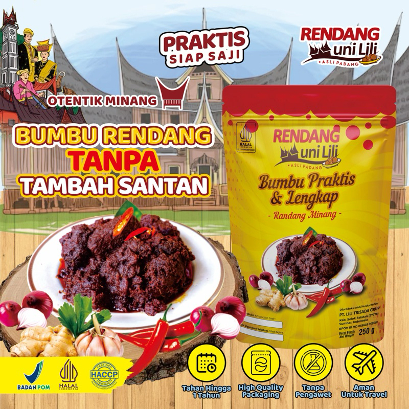 Jual Bumbu Rendang Instan TANPA TAMBAH SANTAN - Rendang uni lili Bumbu ...