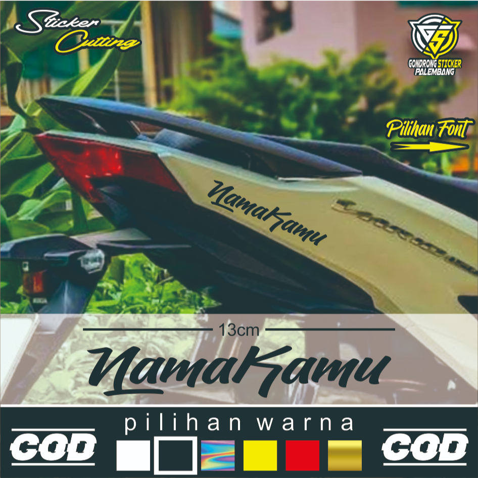 Jual Sticker Custom Nama Reflektif (menyala) - Stiker Cutting Custom ...