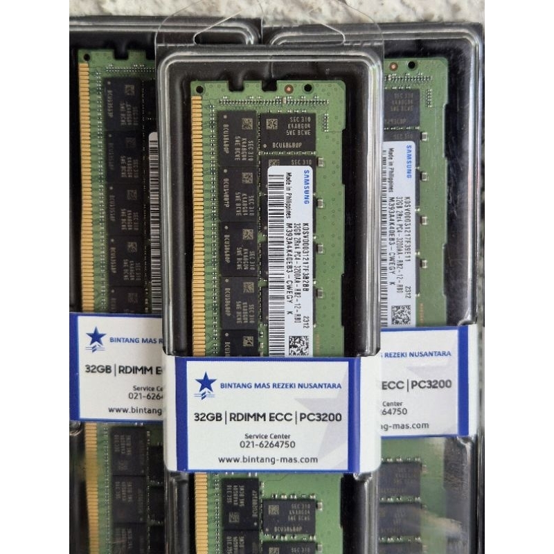 Jual Memory SAMSUNG 32GB ECC RDIMM PC3200 DDR4 3200Mhz REG M393A4K40EB3 ...
