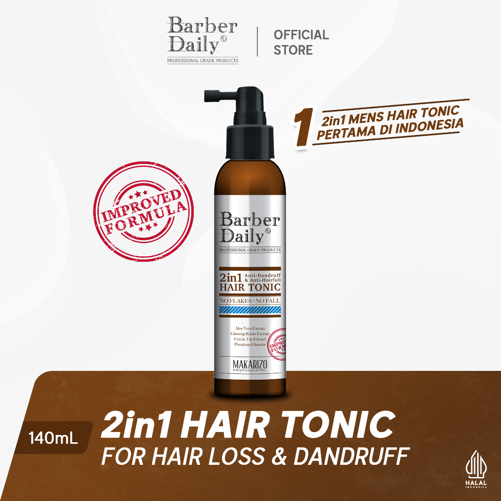 Jual Barber Daily 2in1 Hair Tonic 140mL - (Improved Formulation) Tonik Rambut Anti Ketombe dan ...