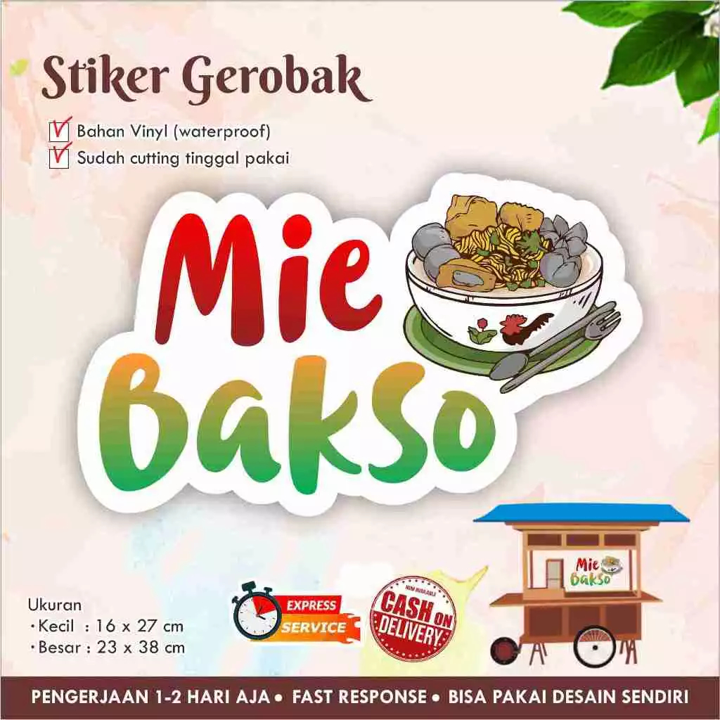 Jual STIKER KACA GEROBAK VINYL MIE BAKSO / LABEL MAKANAN | Shopee Indonesia