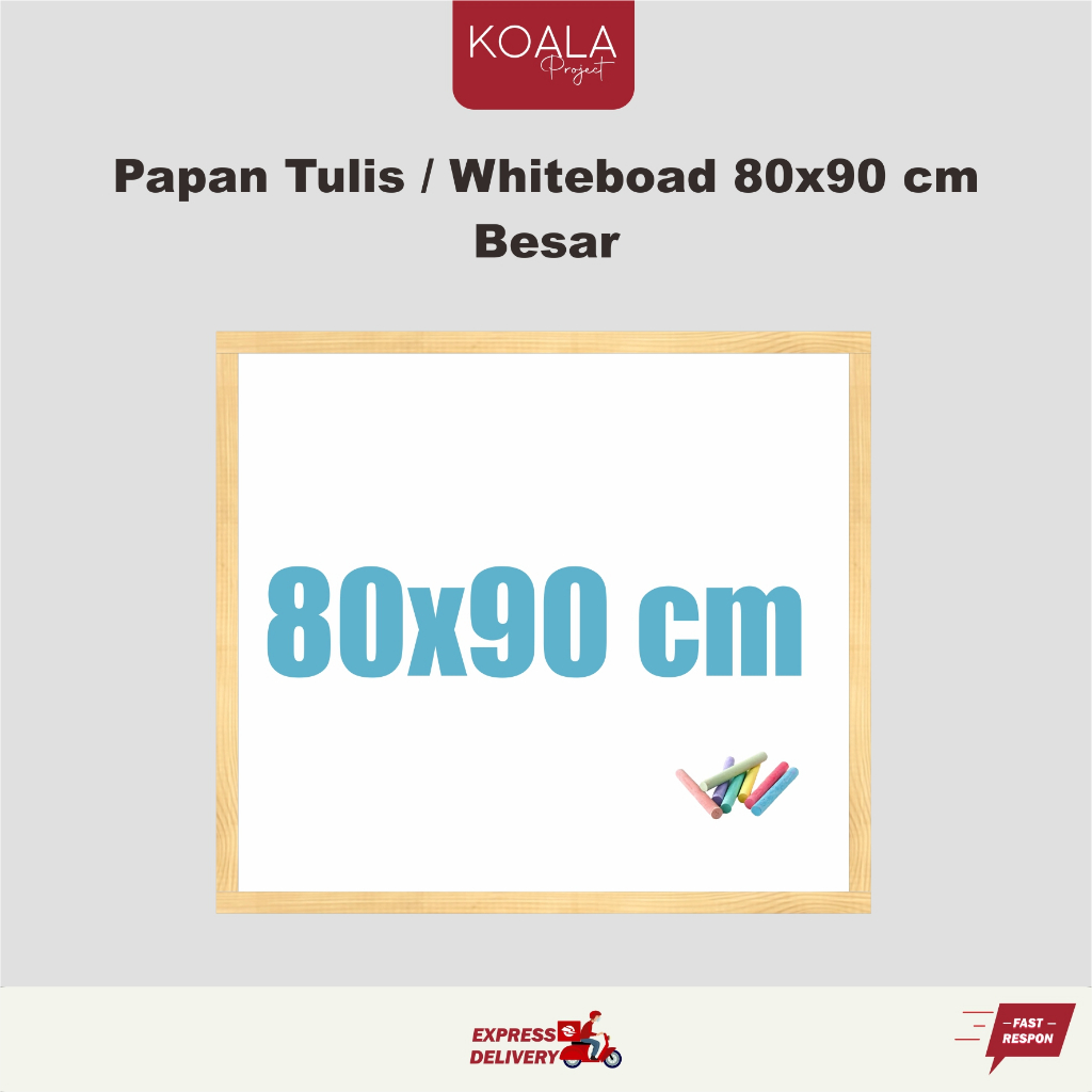 Jual WHITEBOARD FRAME KAYU PAPAN TULIS PUTIH 80x90 CM - KOALA PROJECT ...