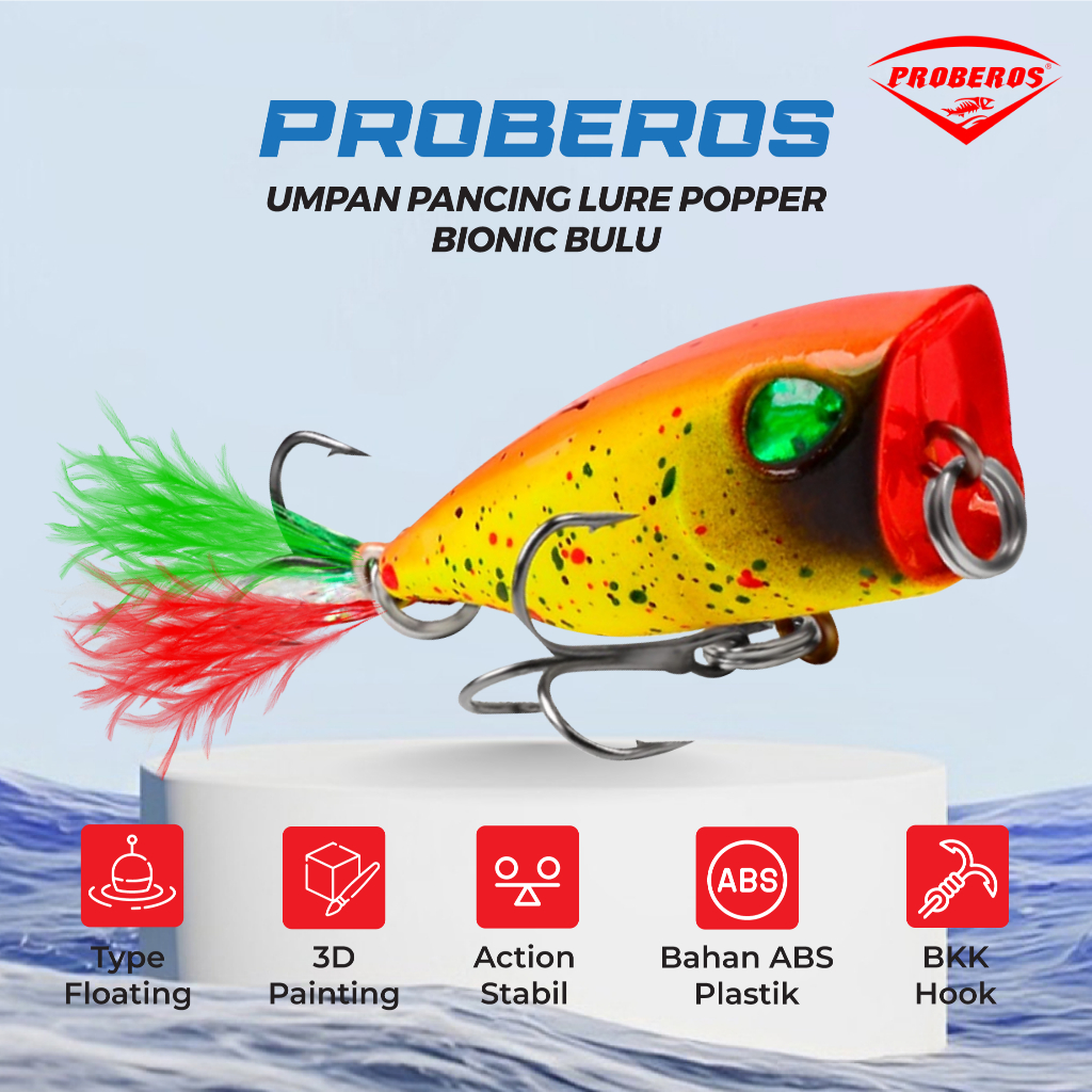 Jual Proberos Umpan Pancing Lure Popper 4.3Cm 4G Bionic Bulu LP005 ...