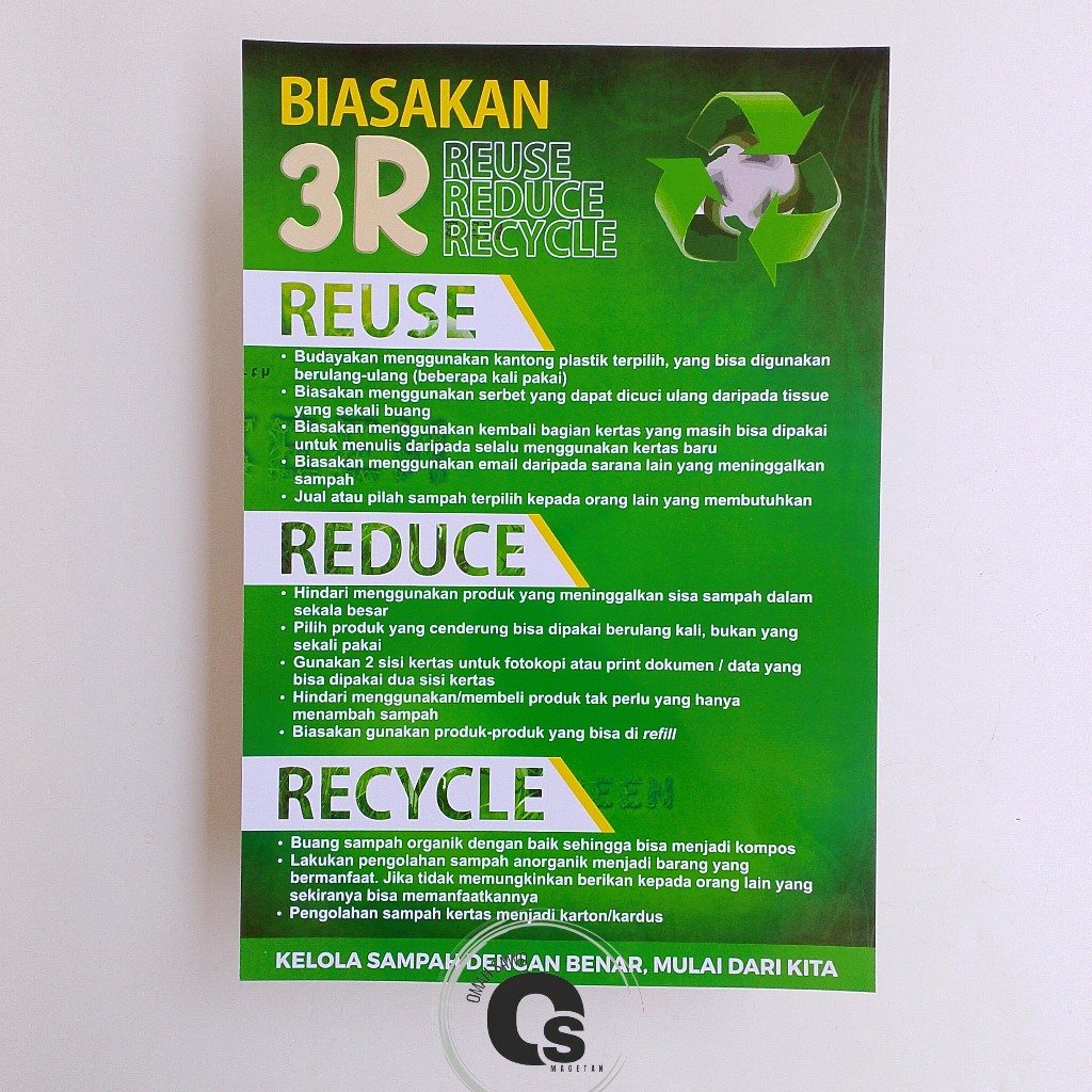 Jual Poster 3R hijau - Poster Reuse - Poster Reduce - Poster Ricycle - Poster Sampah ...