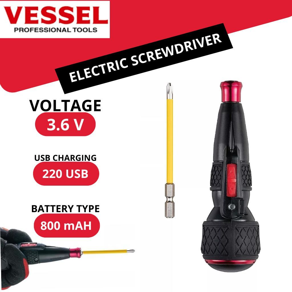 Jual Vessel Obeng Electric Driver 220USB-1EB (+2 x 90 termasuk ...
