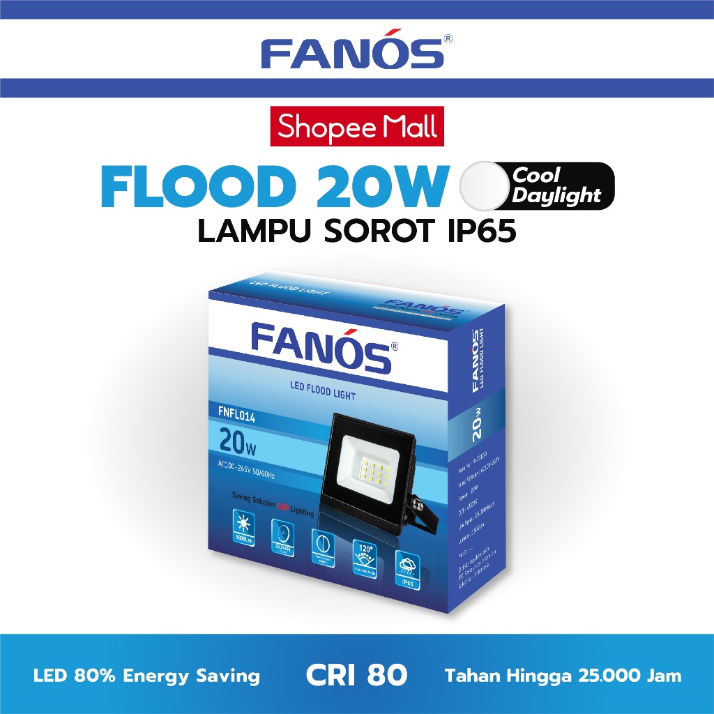 Jual FANOS Flood Light Lampu Sorot/Tembak LED 20 W - Cool DayLight ...