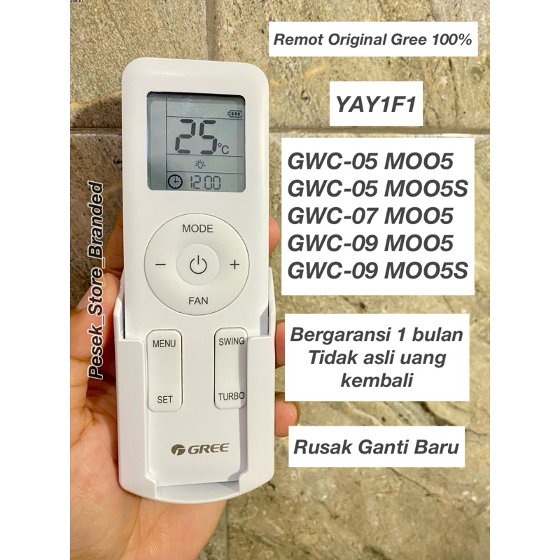 Jual Remot remote Ac Gree Asli YAY1F1 original dan baru garansi 1 bulan ...