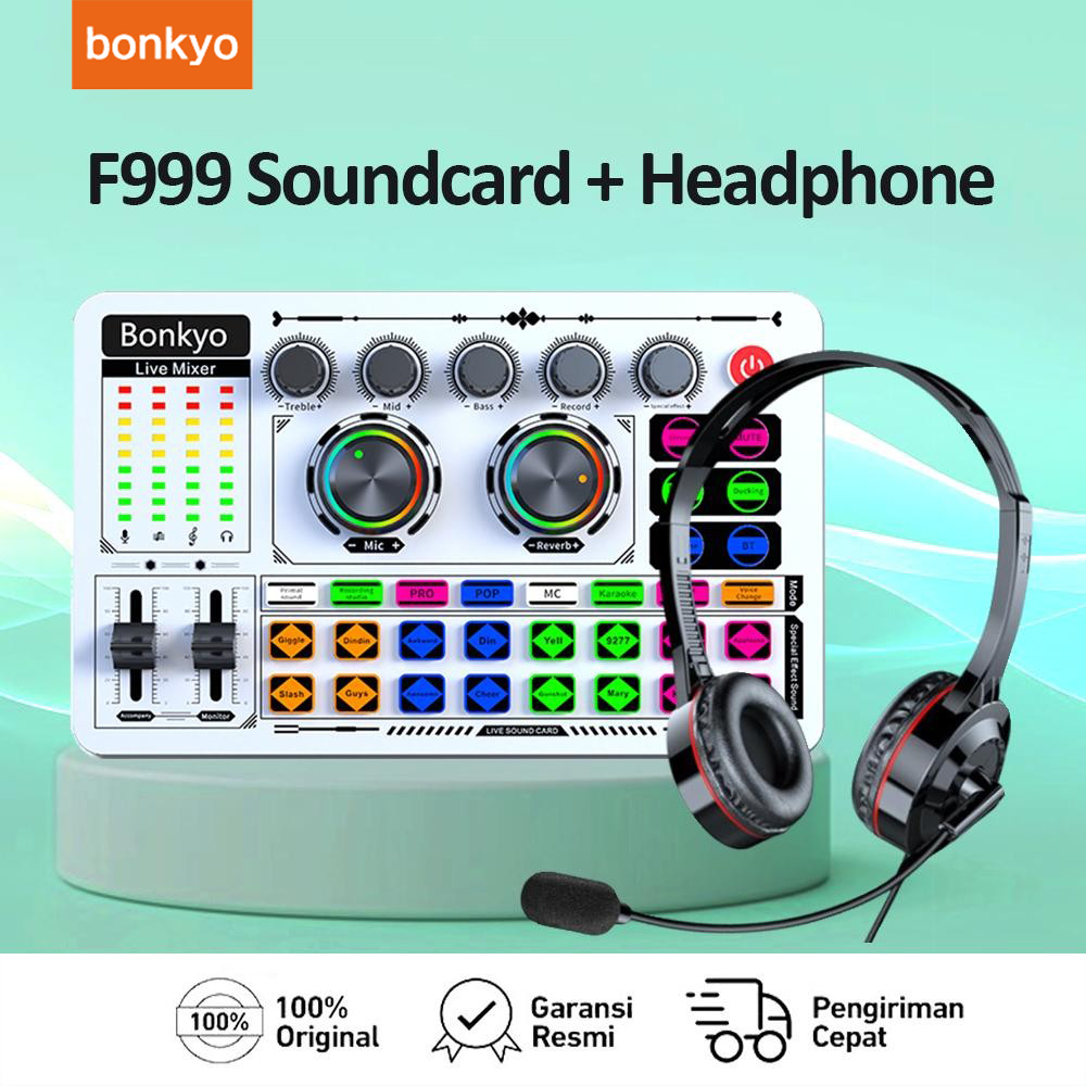 Jual Bonkyo Soundcard F999 Bluetooth Mixer + Stereo Headset with Mic ...