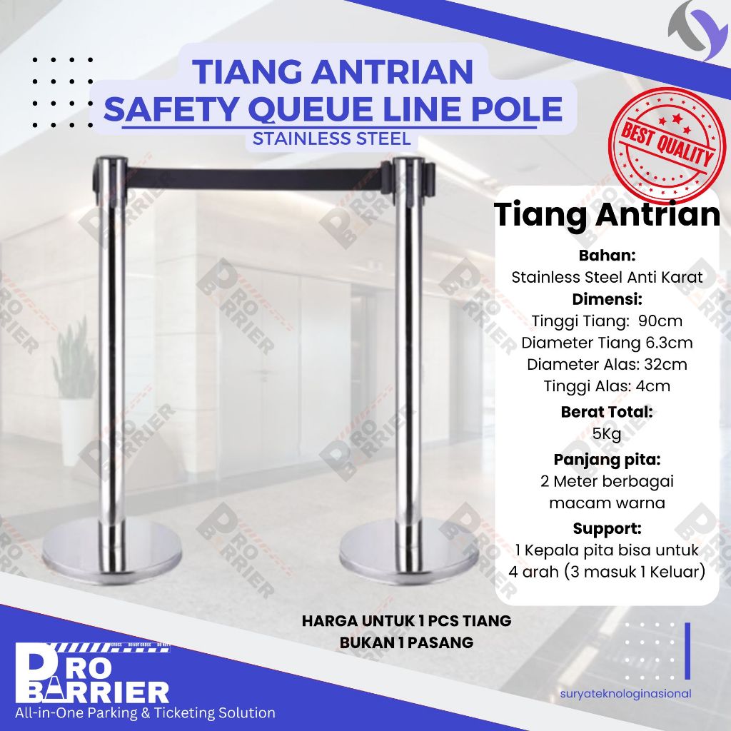 Jual Tiang Antrian Stainless Queue Standing Barrier Line Pembatas Antrian Pita 2m Rope | Shopee ...