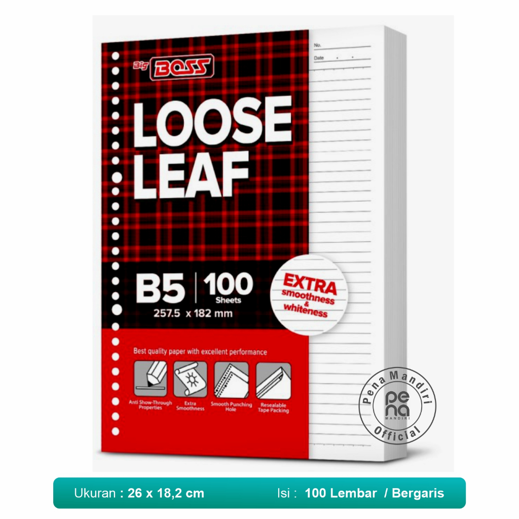Jual Loose Leaf B5 isi 100 lembar GARIS BIG BOSS | Shopee Indonesia