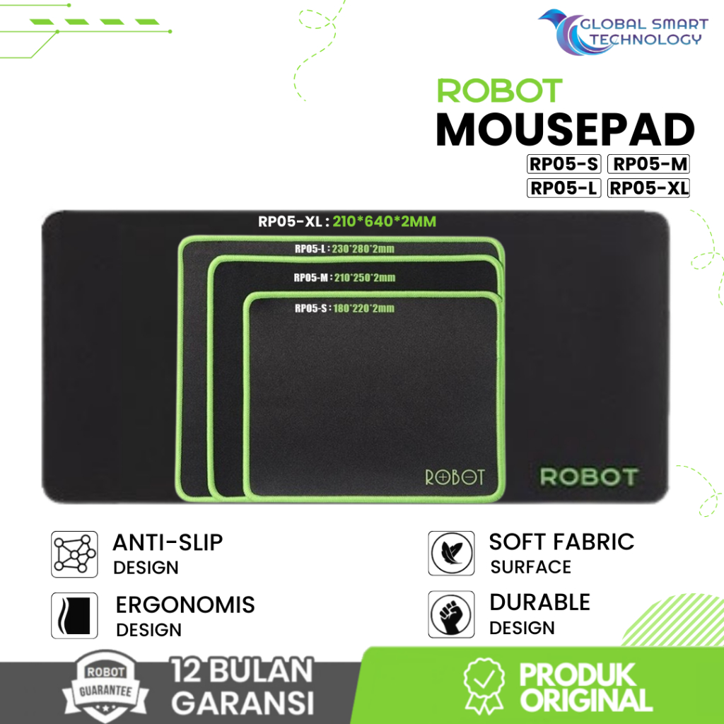 Jual ROBOT RP05 Mousepad Anti-Slip Gaming With Soft Surface Mouse Pad ...