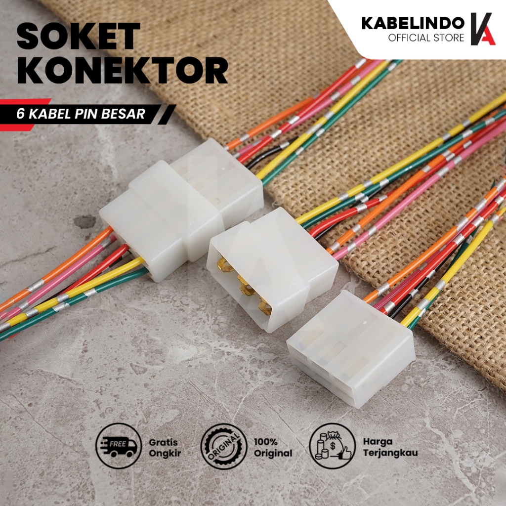 Jual Soket Konektor Kabel 6 Pin Besar / Socket Sambung Mobil Motor ...