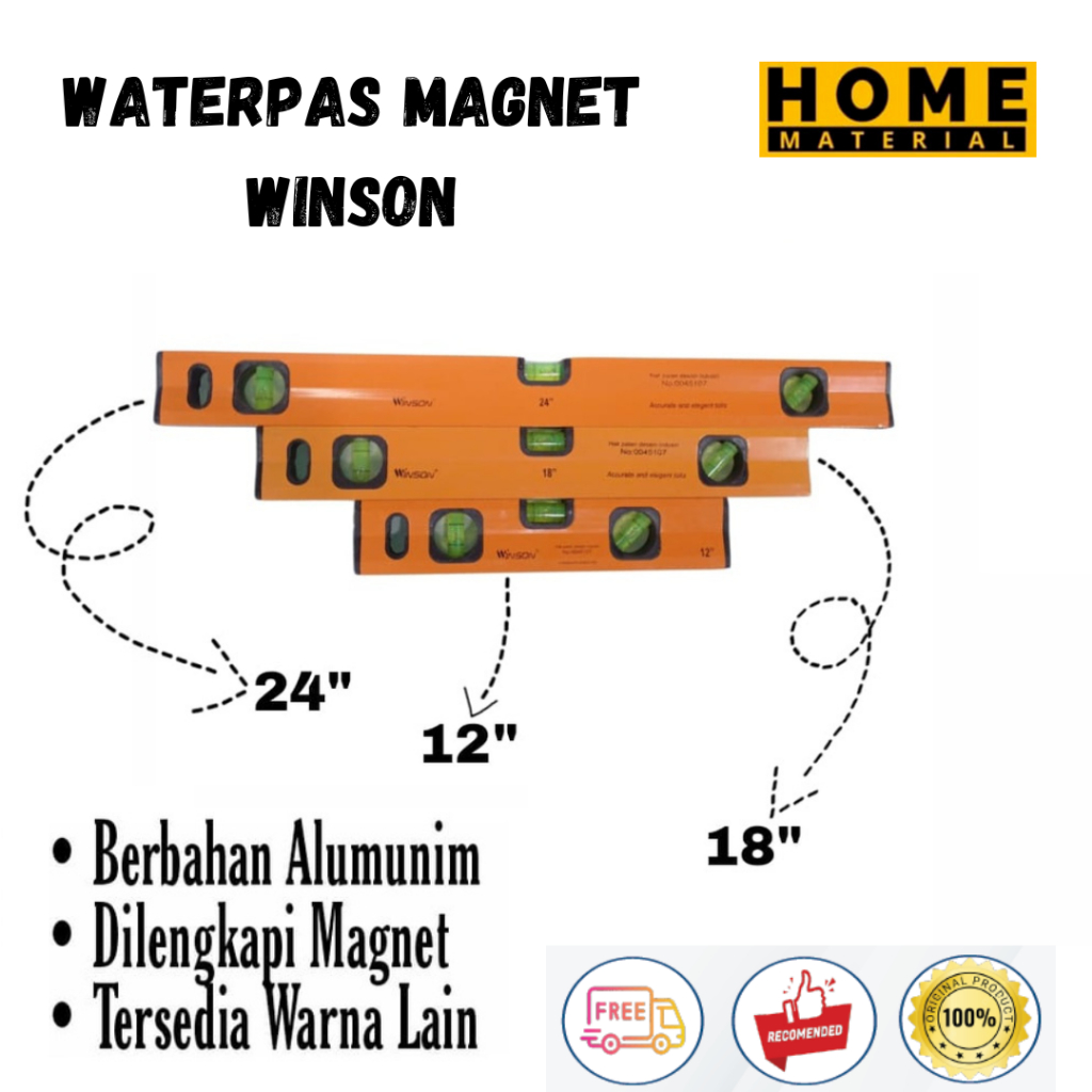 Jual Waterpas magnet winson / PENGGARIS BANGUNAN / 12" 18" 24" | Shopee ...